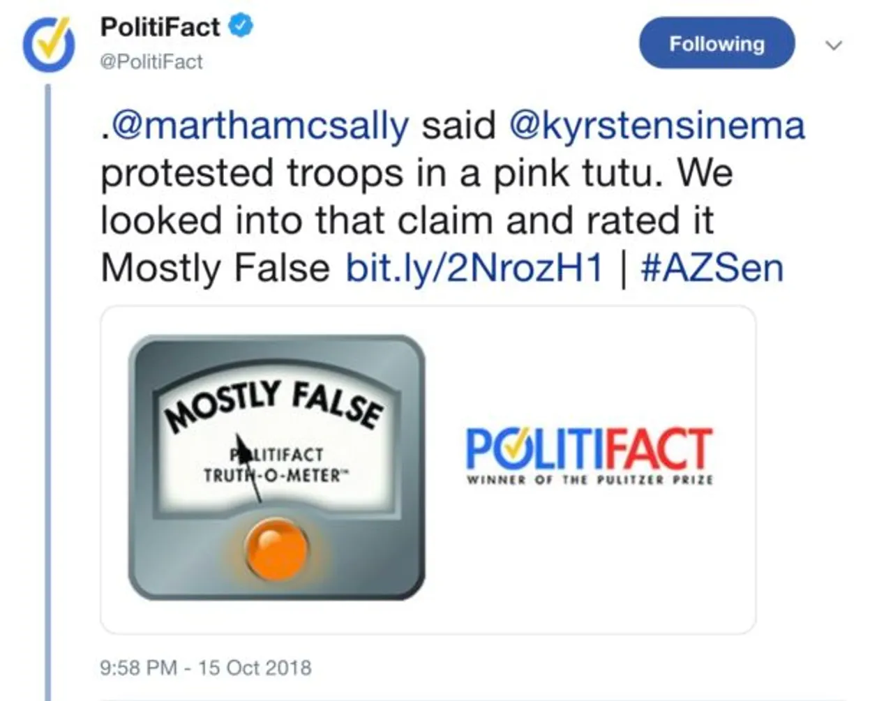 PolitiFact Botched This Fact-Check On Kyrsten Sinema’s Pink Tutu | The ...