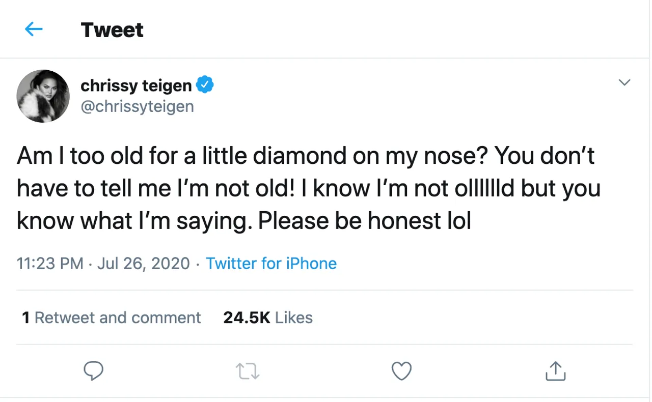 Chrissy Teigen Wants To Know If She’s Too Old For A Nose Piercing | The ...