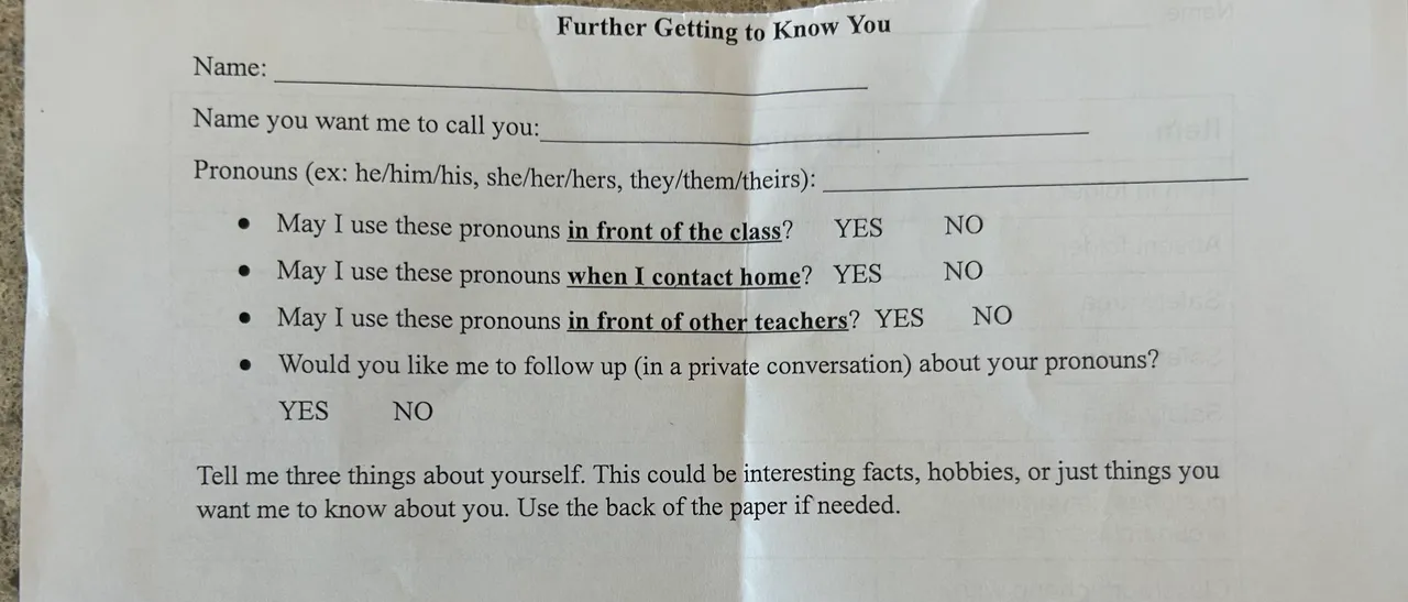 EXCLUSIVE: Teacher’s ‘Getting To Know You’ Form Offered To Not Use Kids ...