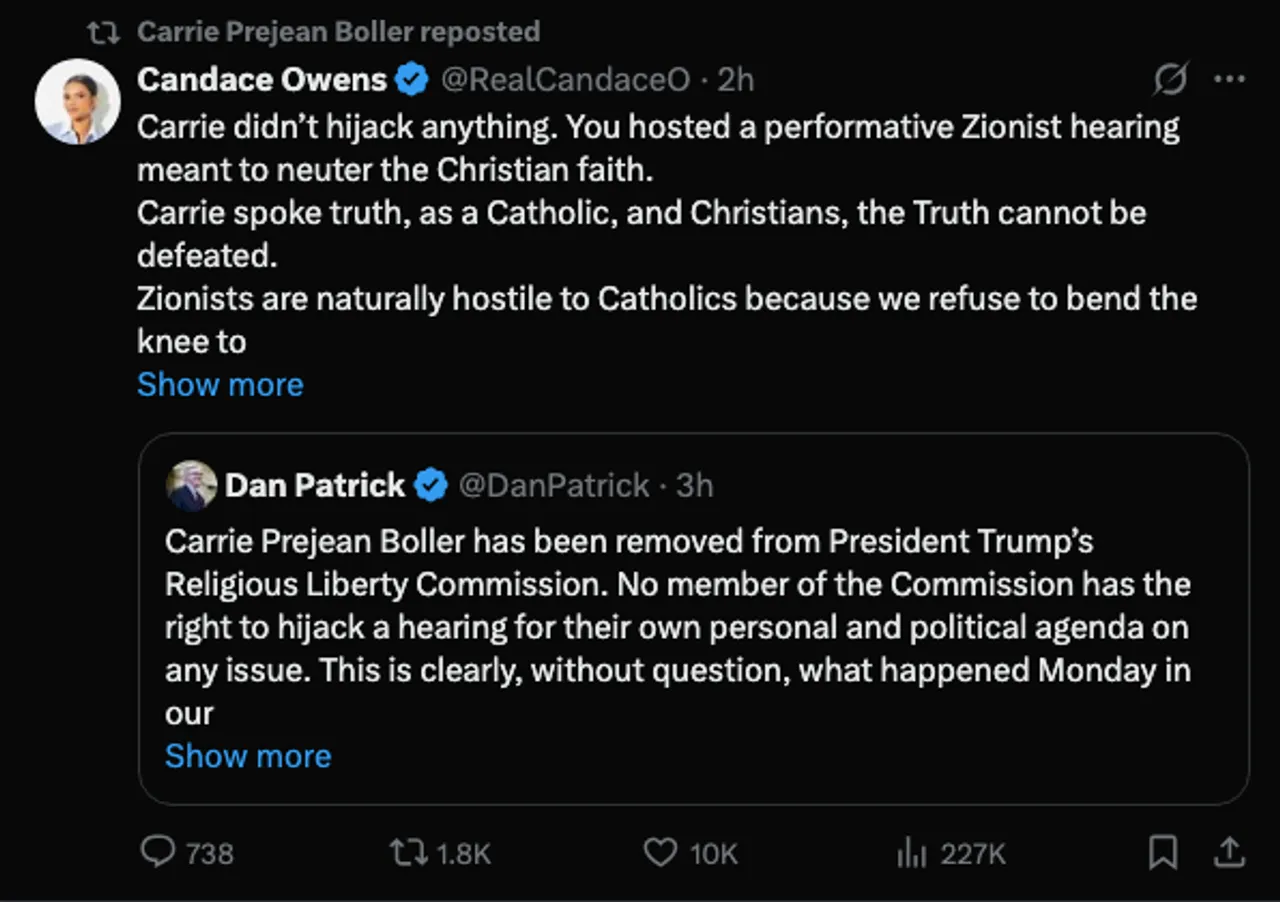 Trump’s Religious Liberty Commission Ousts Carrie Prejean Boller Over ...