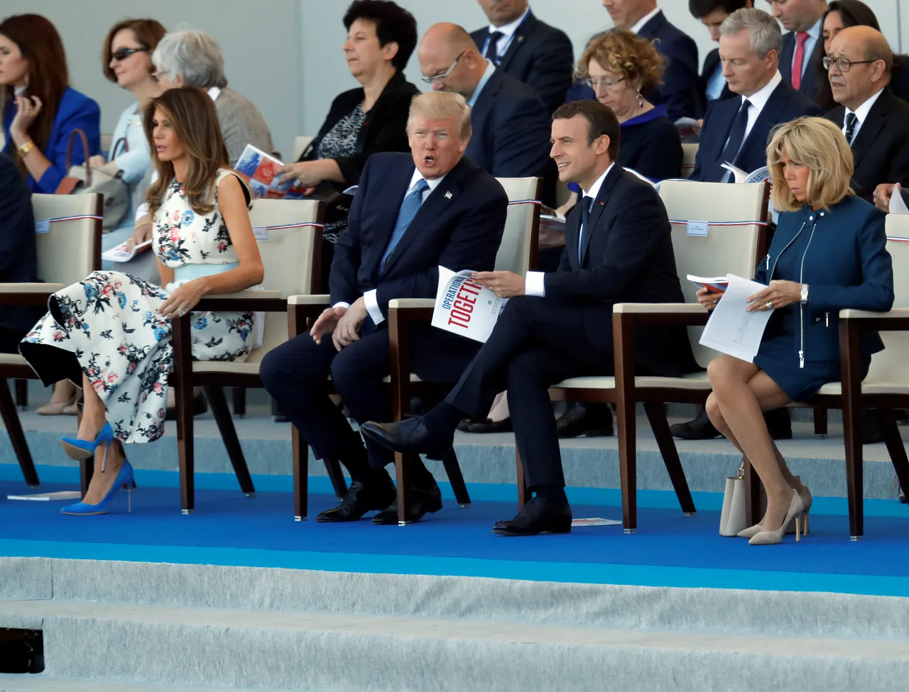 Melania’s Floral-Print Tea Dress Bastille-s The Show At Paris Parade ...