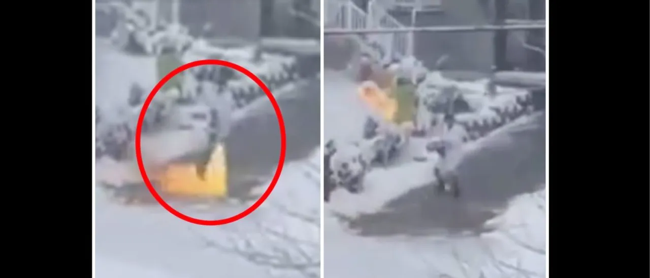 Man Uses A Flamethrower To Clear The Snow From His Driveway | The Daily ...
