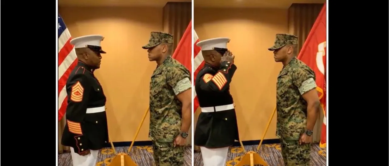 Marine Gives His Officer Son His First Salute In Emotional Viral Video ...