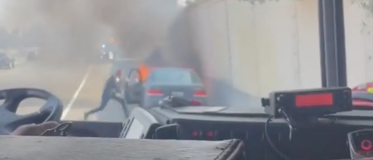Police Post Video Showing Officer Pulling Man Out Of Car Engulfed In ...