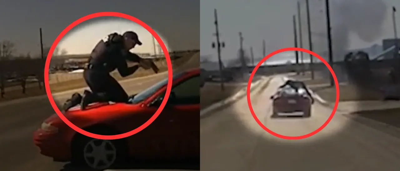 New Video Shows Cop Clinging To Suspect’s Roof In Dramatic Car Chase ...