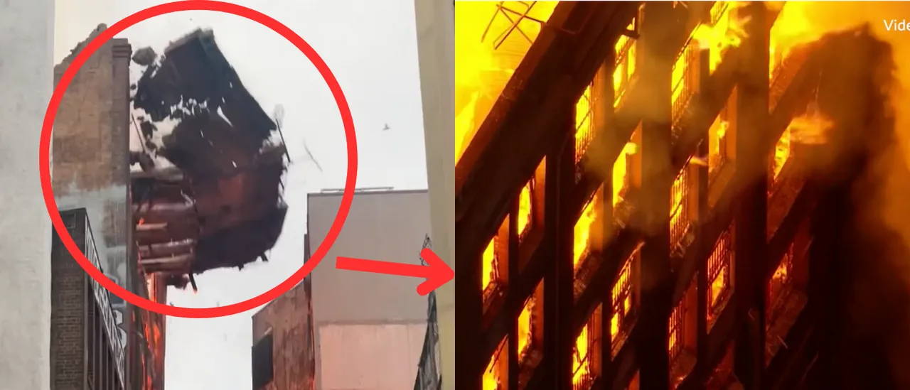 Terrifying Video Shows Walls Collapsing As Fire Engulfs Building | The ...