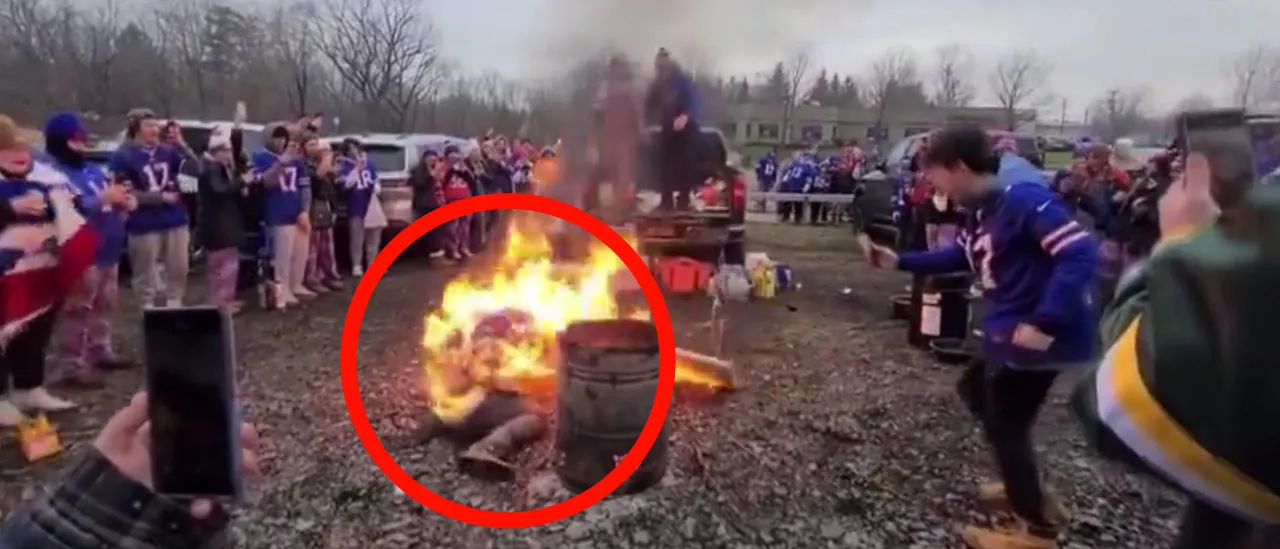 100% Moronic Buffalo Bills Fan Catches Himself On Fire By Jumping ...