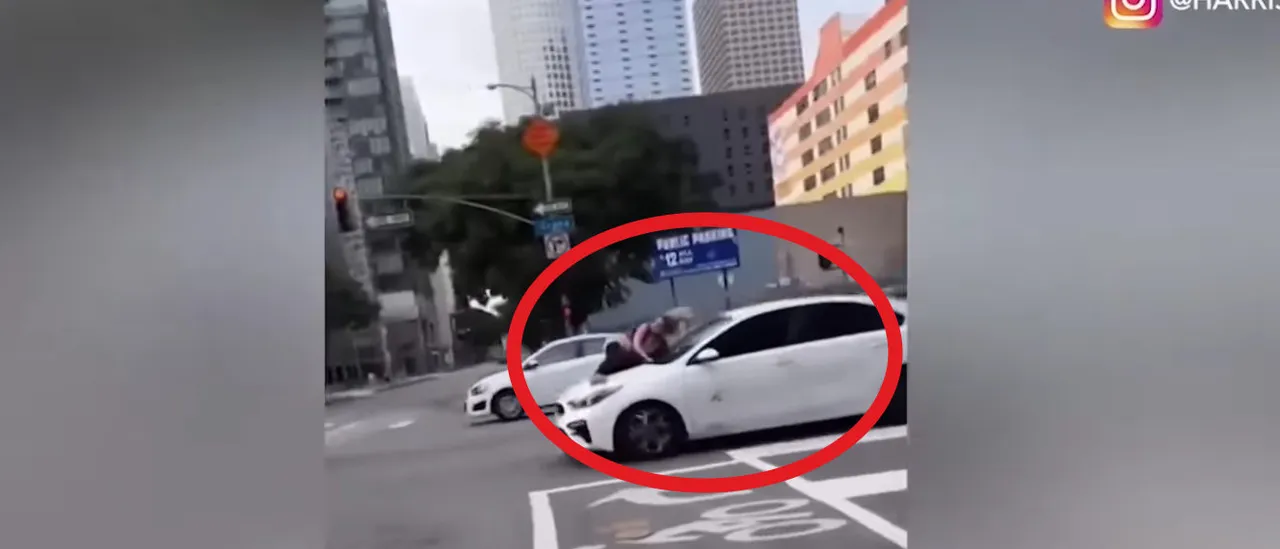 Wild Video Shows Woman Holding On For Life To Hood Of Speeding Car As ...