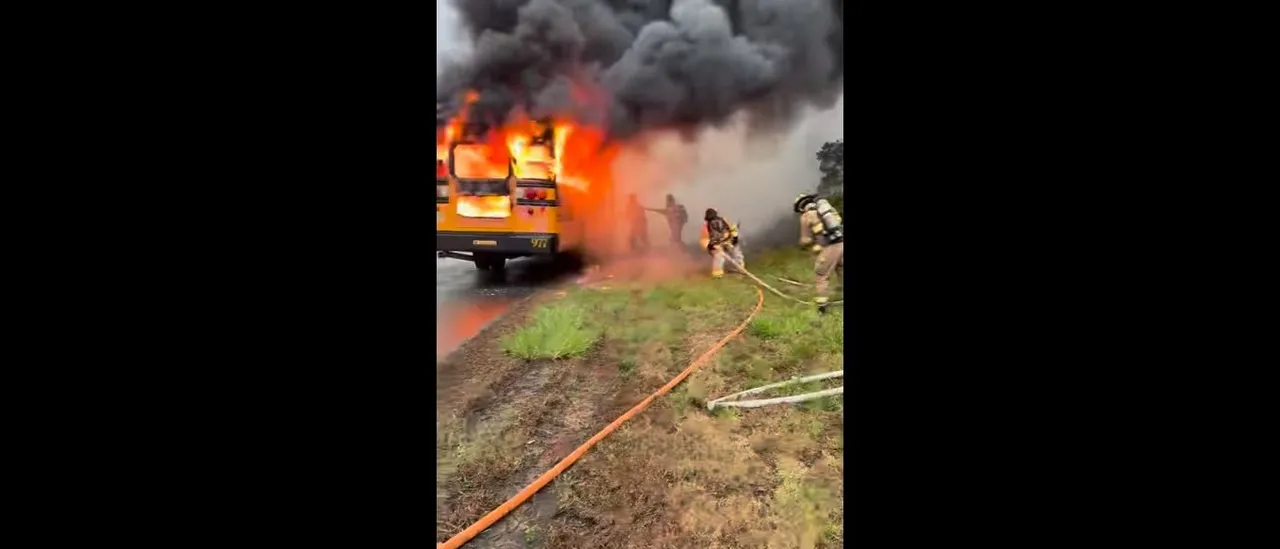 Video Shows School Bus Consumed By Flames Just Moments After Students ...